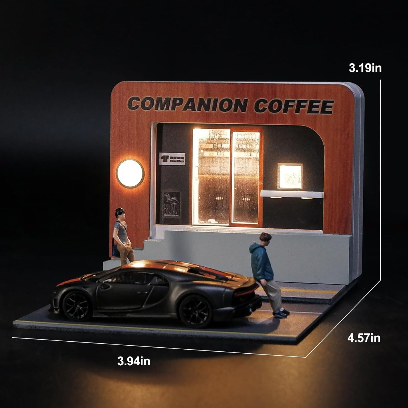 Diorama Display Case with LED Lighting – Cafe & City Street Scene ...