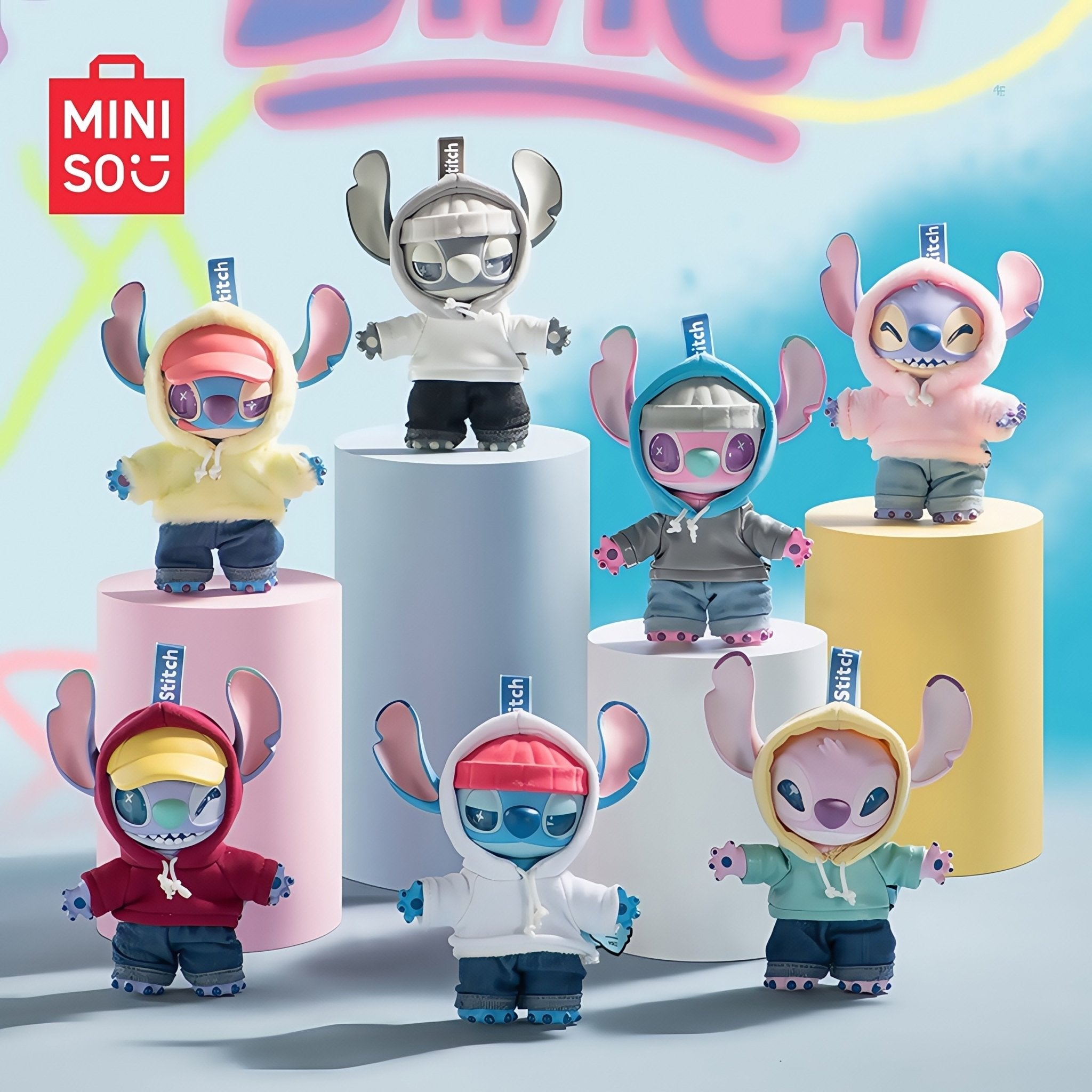 MINISO Disney Stitch GenZ Street Series-Vinyl Plush Pendant Blind Box ...